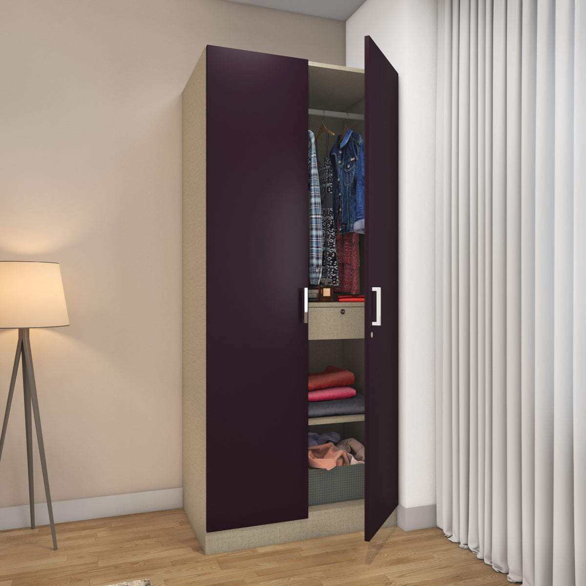 A 2-Door Wardrobe Finished In Berry Laminate – Qarpentri