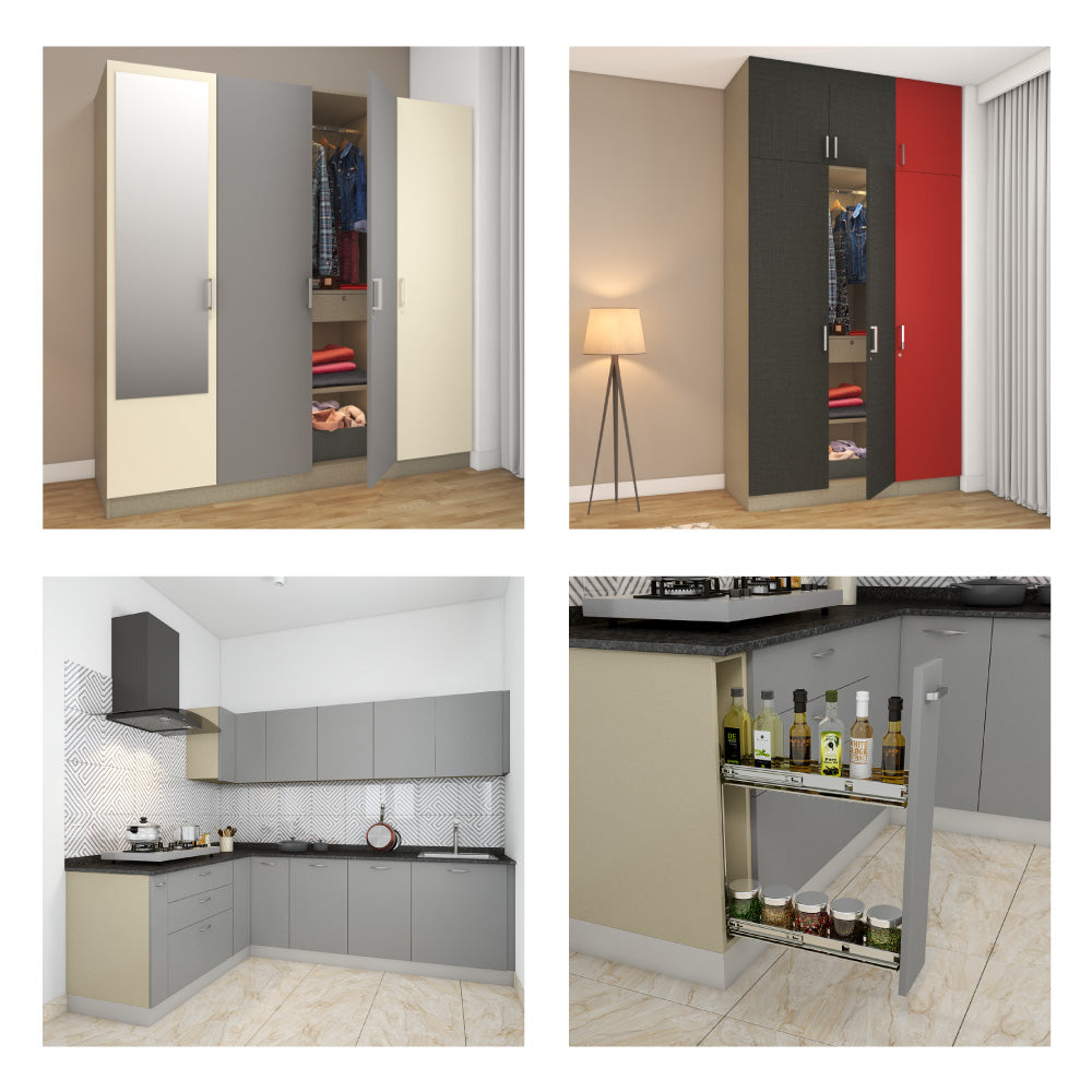 Grey 2 BHK Kitchen-Wardrobe Package – Qarpentri